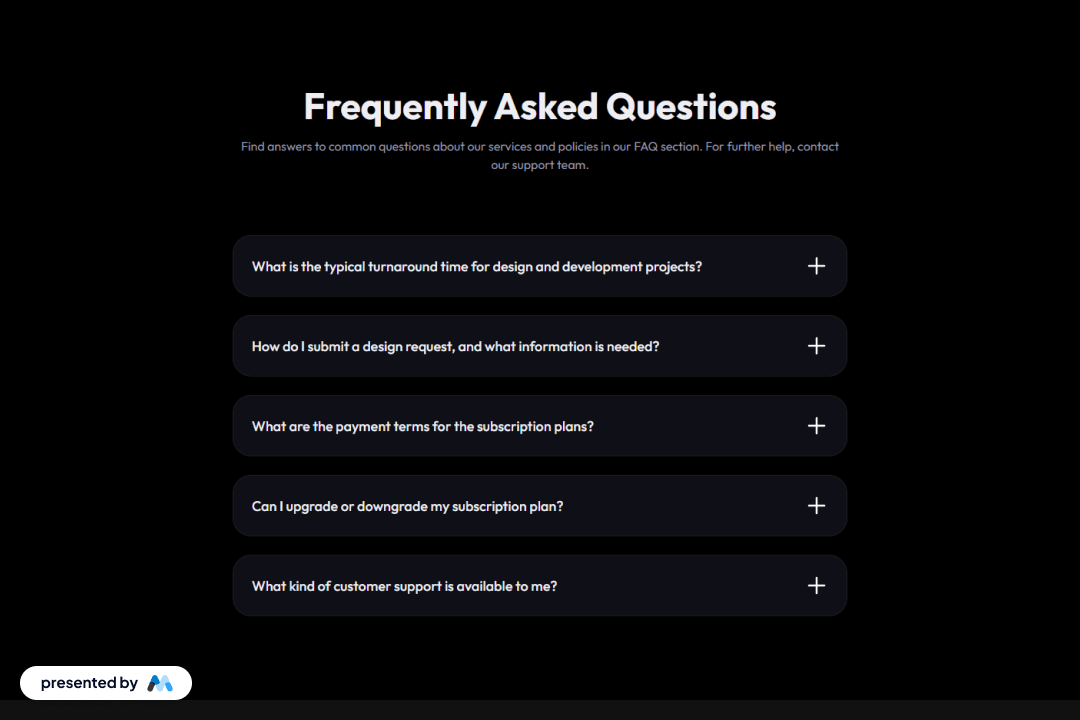 Dark, Smooth FAQ | Free Webflow Component